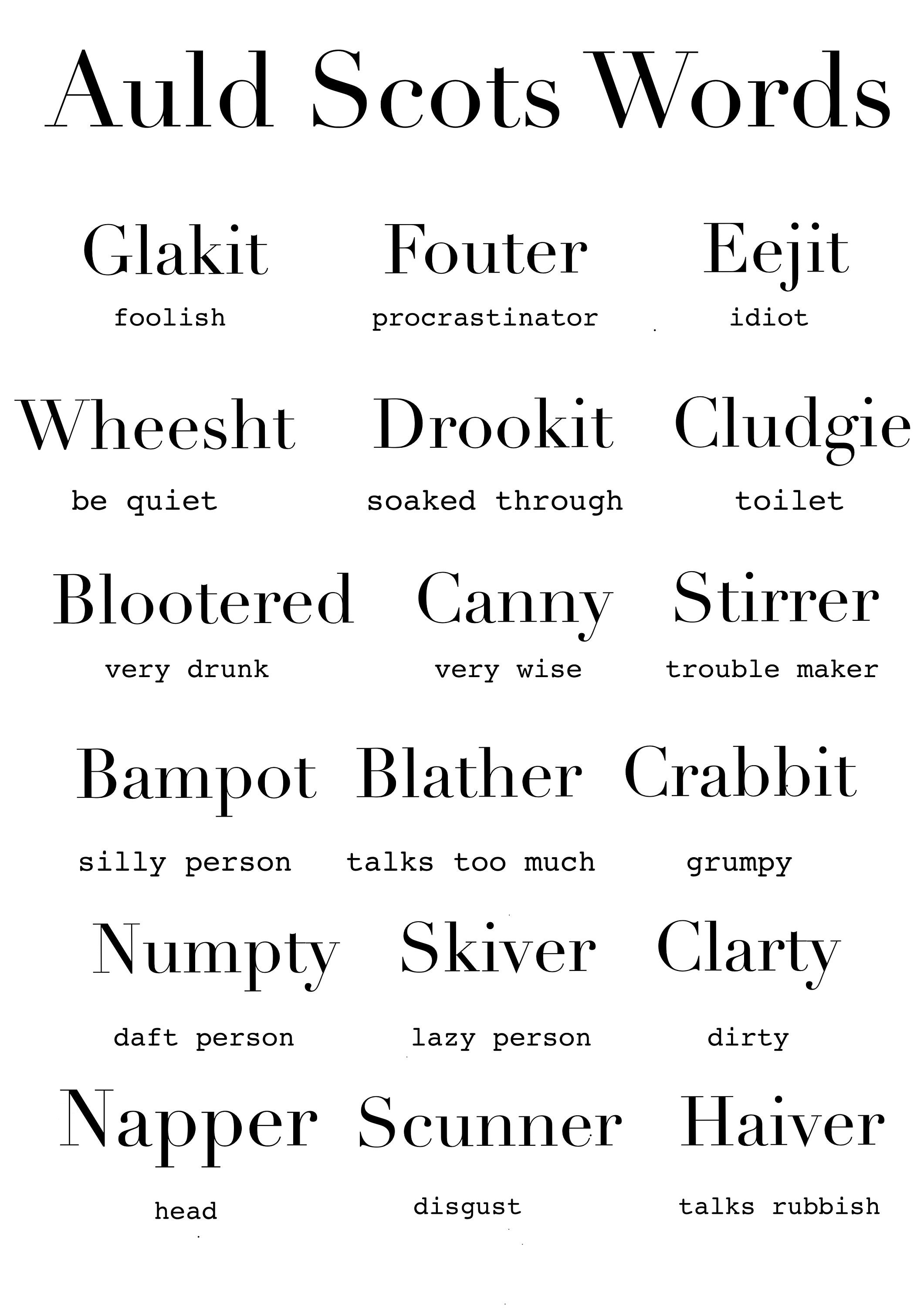 Scots Words/digital Download/ Art - Etsy UK