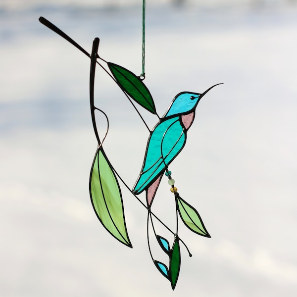 Stained Glass Hummingbird Window Hanging - Etsy