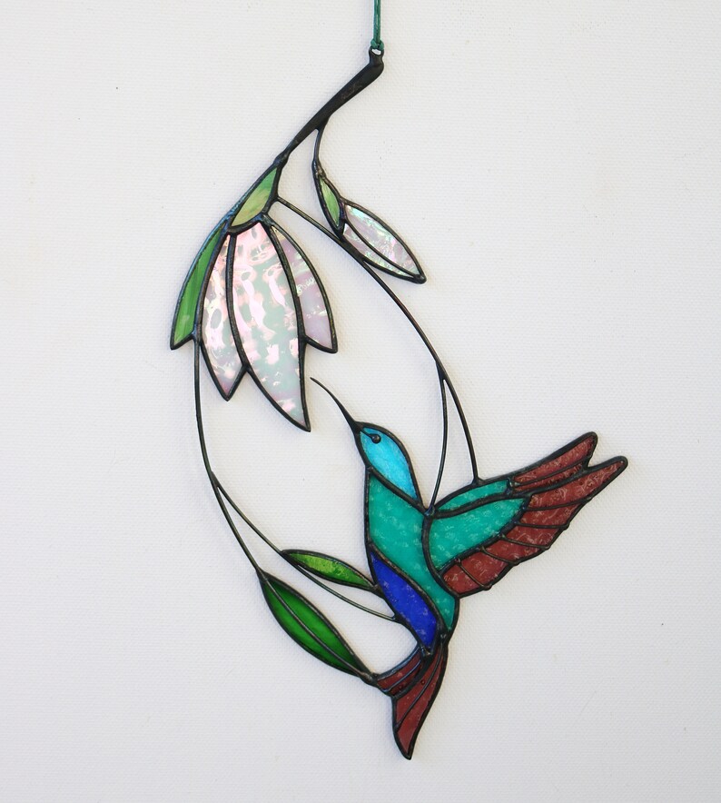 Hummingbird Suncatcher Stained Glass Art Window Hangings Bird - Etsy