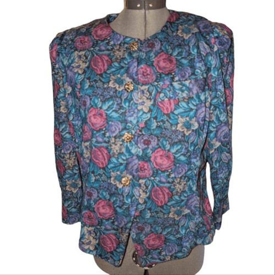Vintage Stuart Alan Floral Print Jacket - Etsy