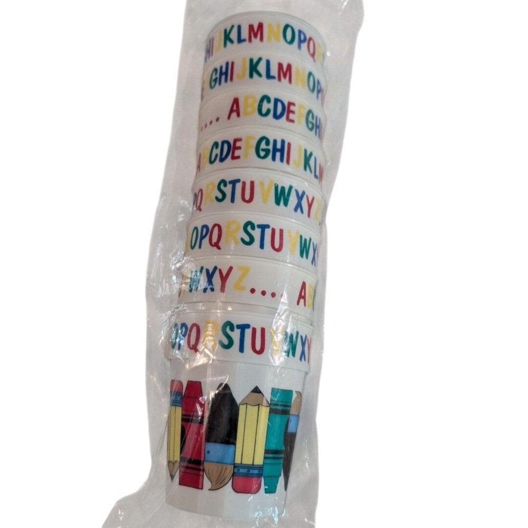 Vintage Colorful Alphabet and Pencil Design Plastic Cup Set NIP - Etsy