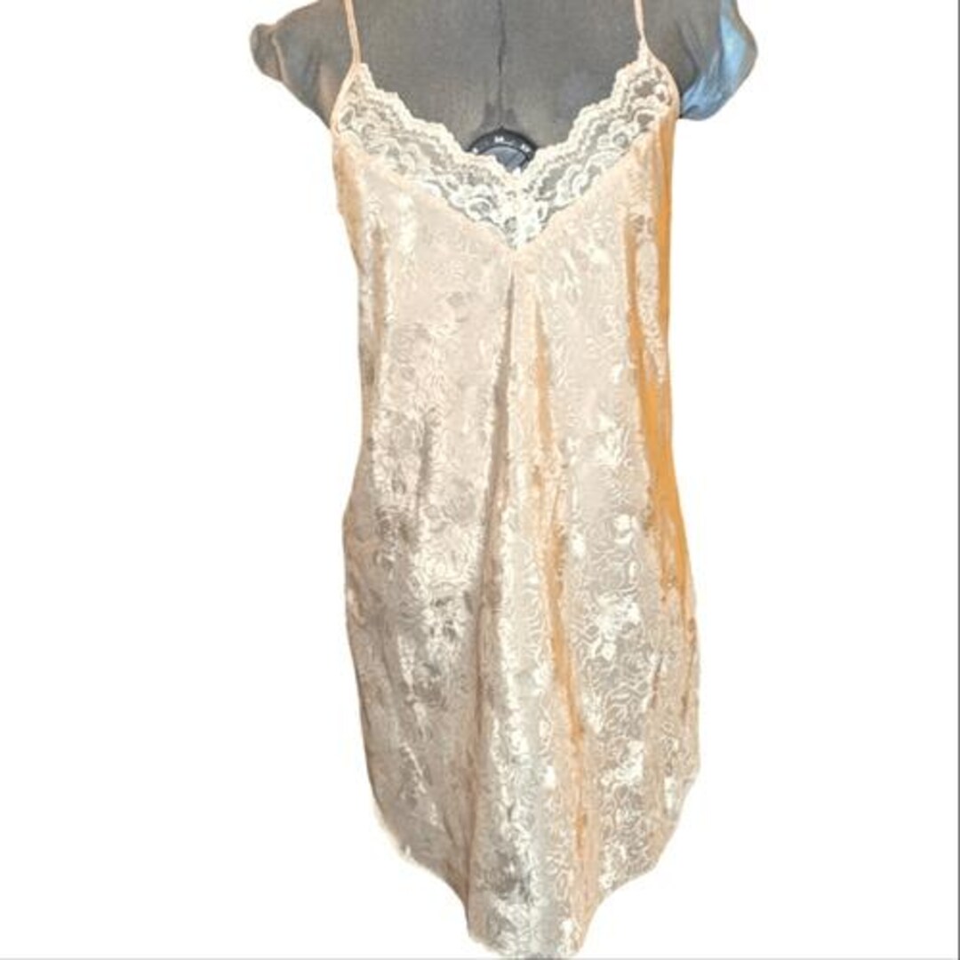 Vintage California Miss Cream Floral Print Chemise Nightgown Lingerie ...