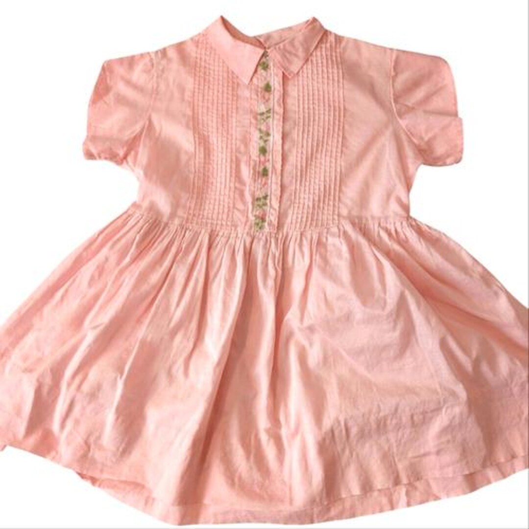 Girls 50s 60s MCM Pink Floral Embroidered Pink Sheer Overdress Dress - Etsy