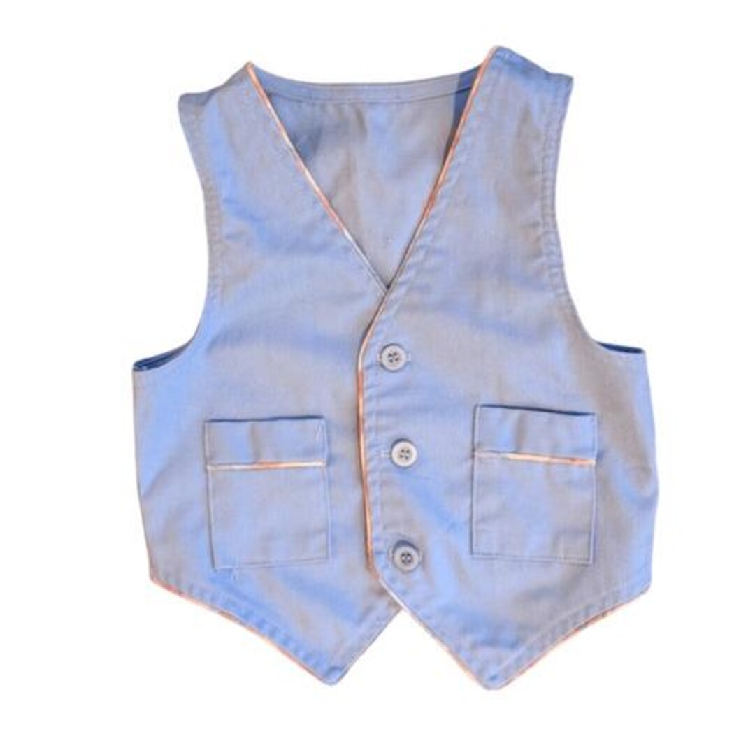 Boys Vintage Blue & Plaid Trim Vest Size 3T Pastel Easter - Etsy