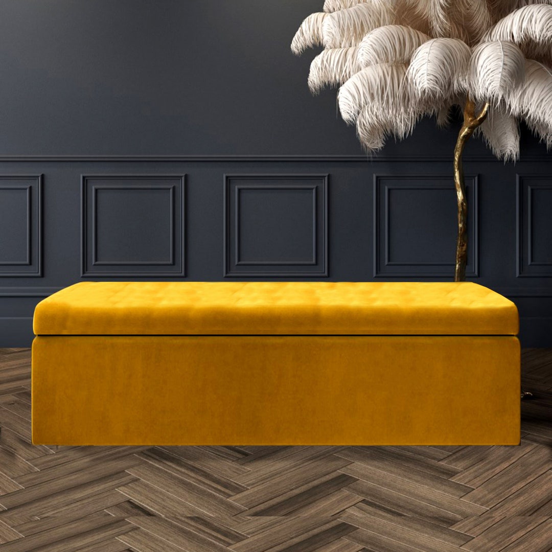 Large Ottoman Storage Box, Plush Velvet Upholstered Shoe Bench, Velvet ...