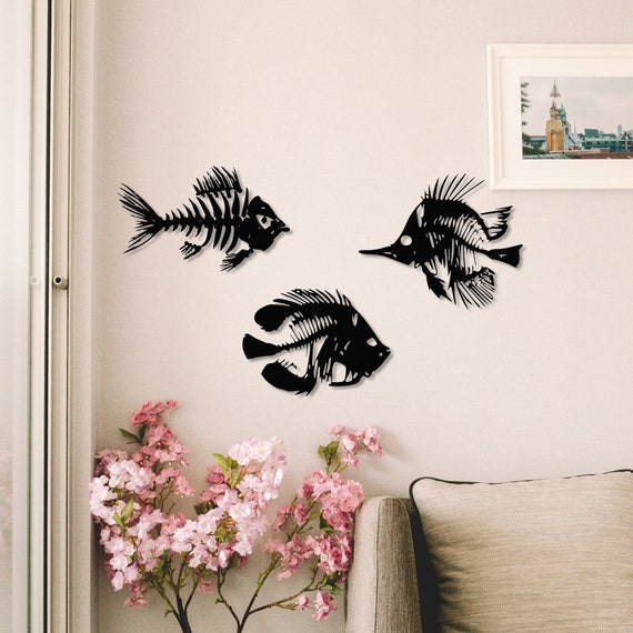 Fish Bones Metal Wall Art Fish Wall Decor Modern Home Wall - Etsy