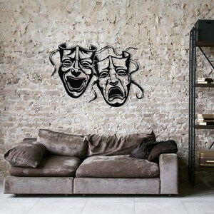 Theater Mask Metal Wall Decor - Unique Art for Home Theater and Outdoor ...