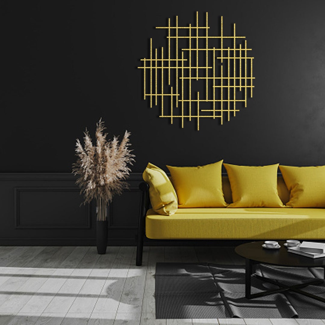 ARVEN - Modern Gold Geometric Wall Art, Unique Metal Wall Accent ...
