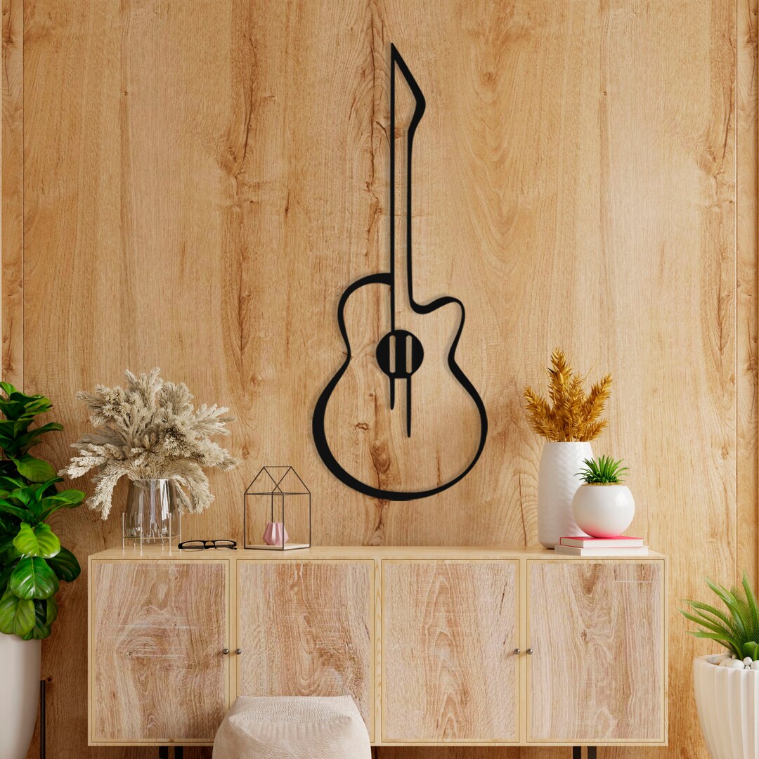 Guitar Metal Wall Decor, Minimalist Guitar Metal Wall Art, Metal Wall ...