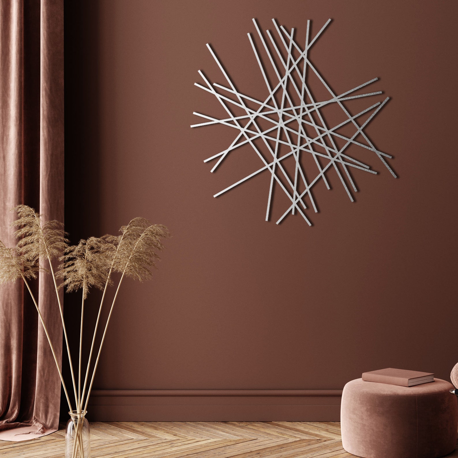 Gold Abstract Bar Metal Wall Art, Modern Metal Wall Deor, Abstract Wall ...