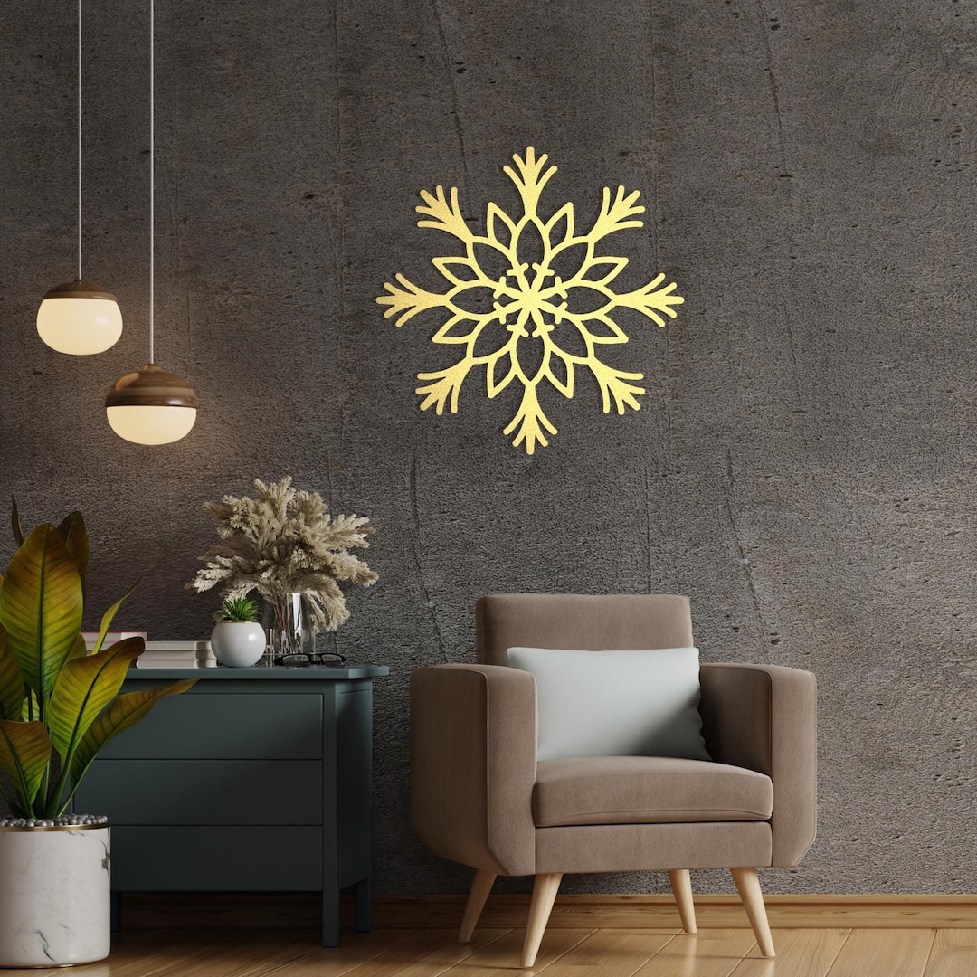 Metal Wall Art for Christmas, Snowflake Metal Wall Decor, Snow Crystal ...