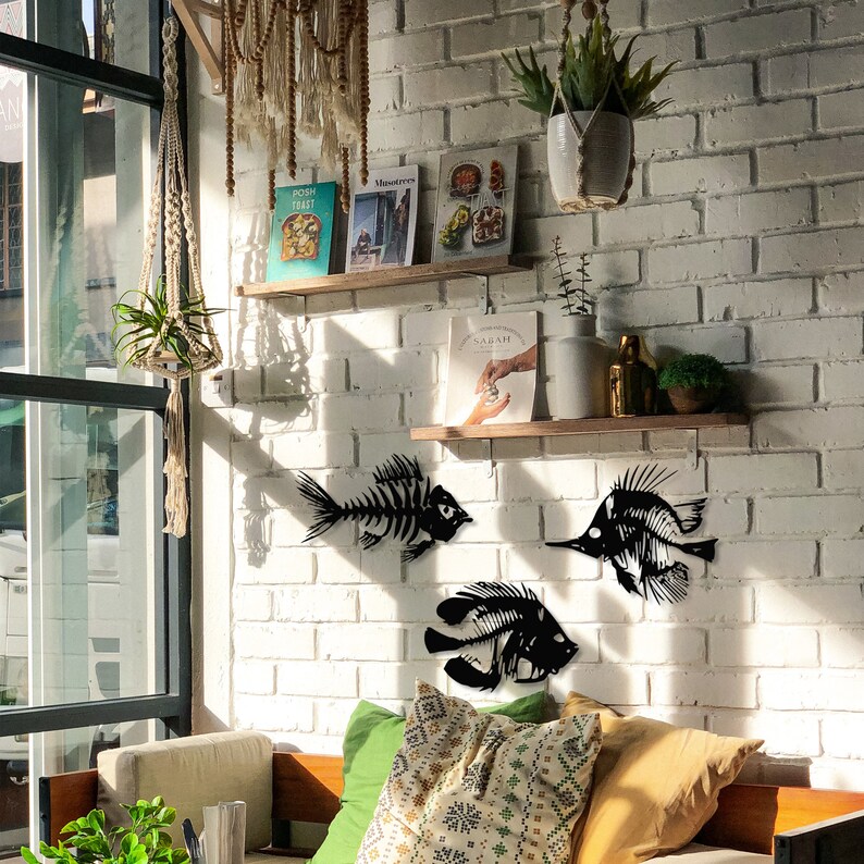 Fish Bones Metal Wall Art Fish Wall Decor Modern Home Wall - Etsy