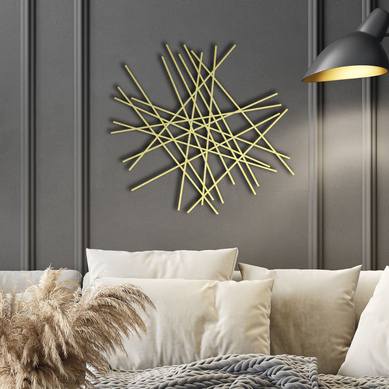 Gold Abstract Bar Metal Wall Art, Modern Metal Wall Deor, Abstract Wall ...
