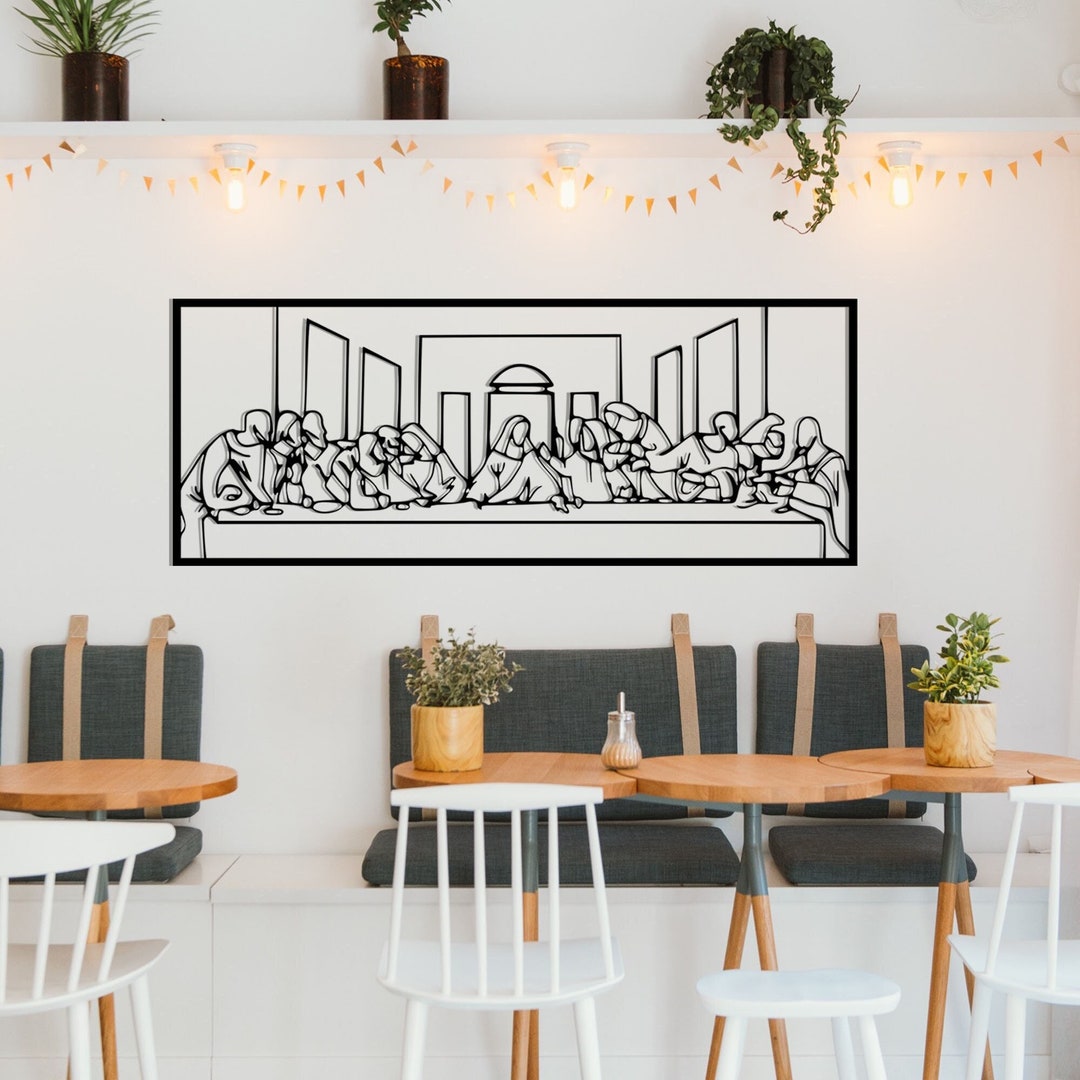 Leonardo Da Vinci Last Supper Line Art Metal Wall Decor, Christian Gift ...