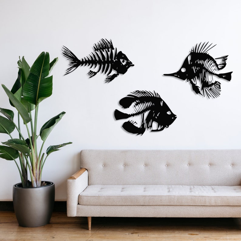 Fish Bones Metal Wall Art Fish Wall Decor Modern Home Wall - Etsy
