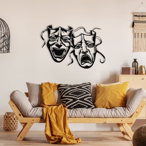 Theater Mask Metal Wall Decor - Unique Art for Home Theater and Outdoor ...