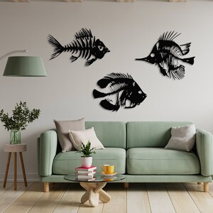 Fish Bones Metal Wall Art Fish Wall Decor Modern Home Wall - Etsy