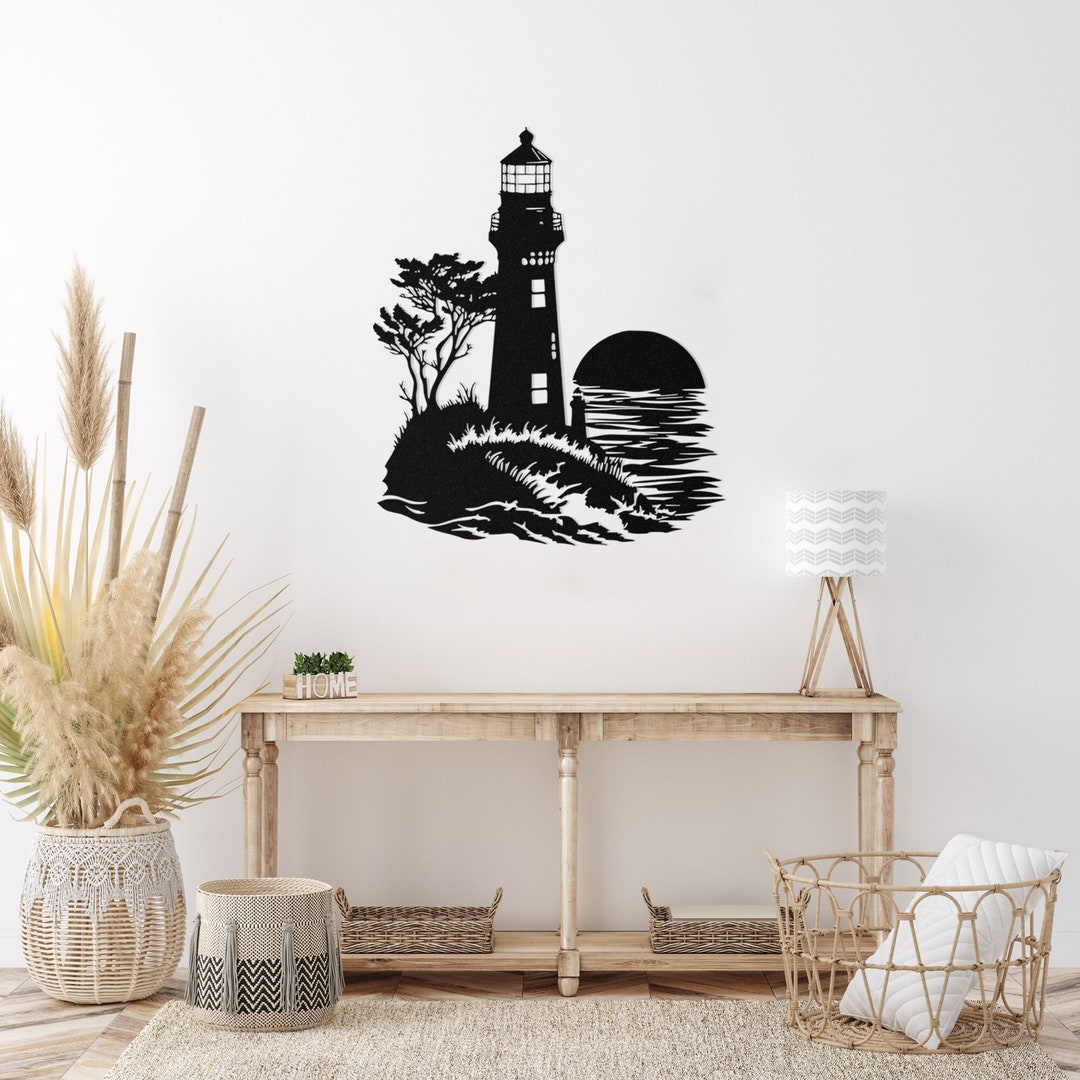 Lighthouse Metal Wall Art, Nautical Theme Decor, Lighthouse Art, Ocean ...