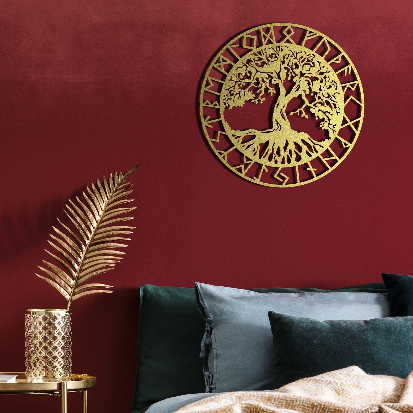 Viking Runes Tree of Life Metal Wall Art – Vegvisir Nordic Decor - Etsy