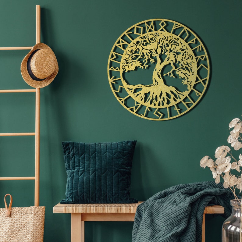 Viking Runes & Tree of Life Metal Wall Art Arbre De La Vie - Etsy