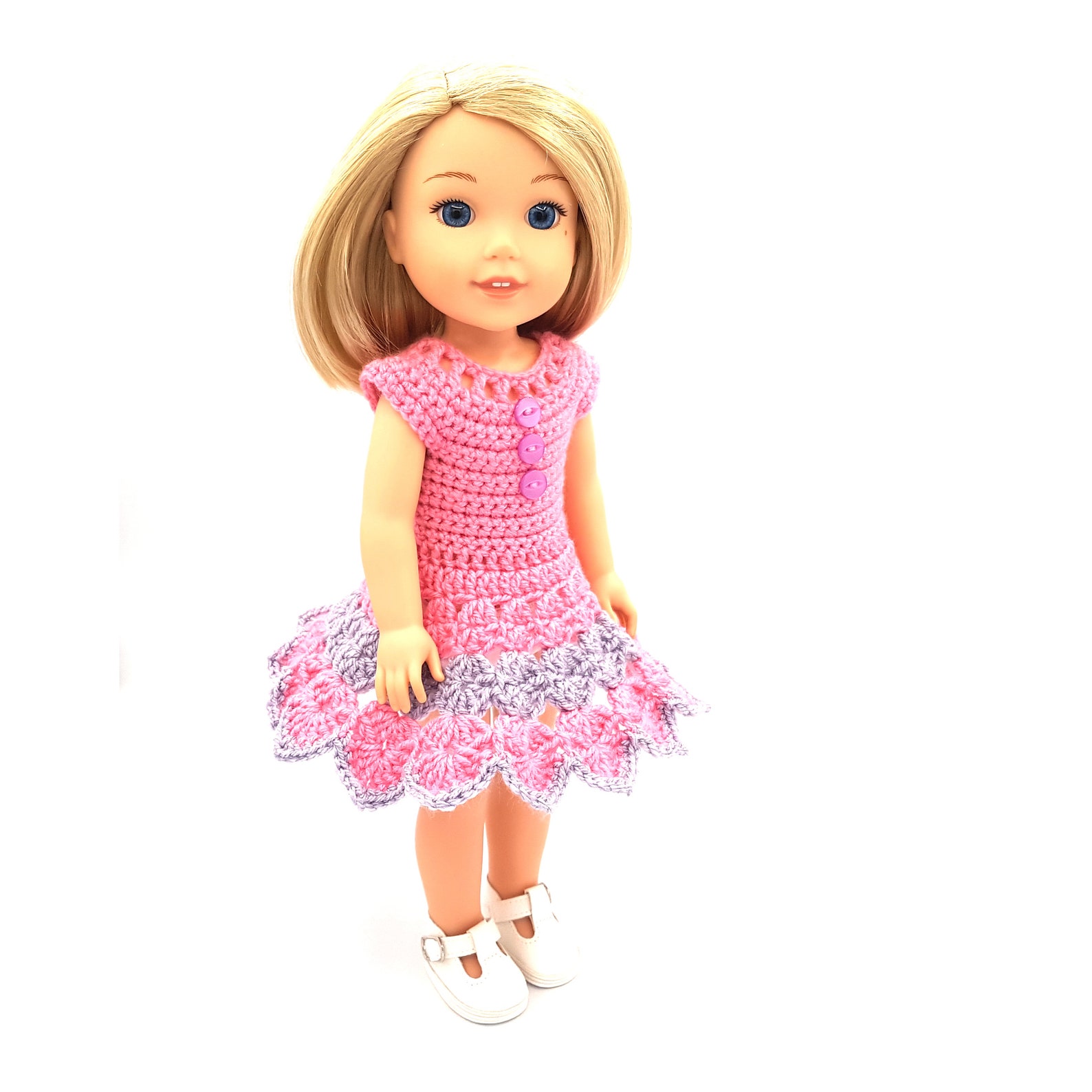 Crochet Pattern for Two Dresses for Wellie Wishers (14,5”), Hearts for ...