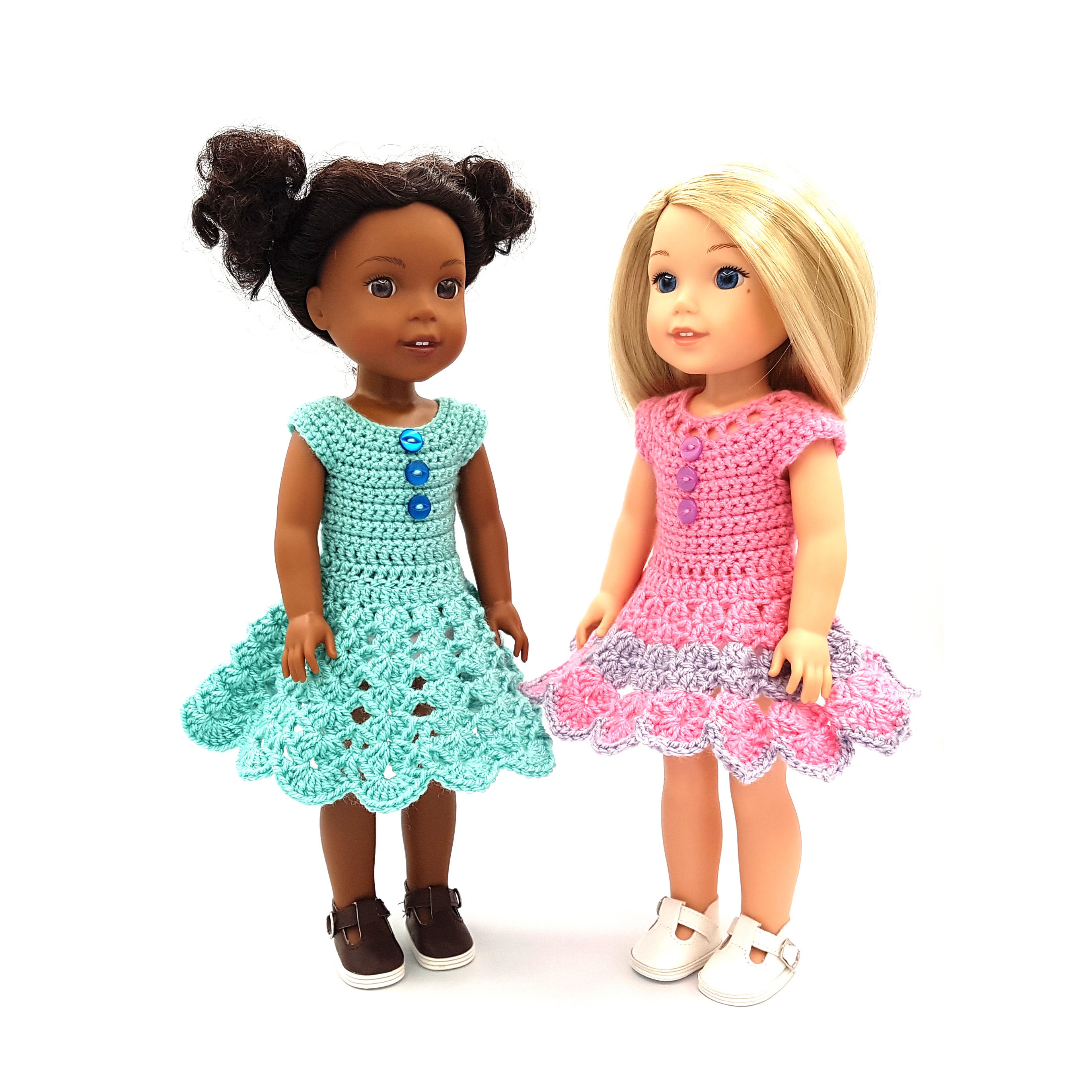 Crochet Pattern for Two Dresses for Wellie Wishers 14,5, Hearts for ...