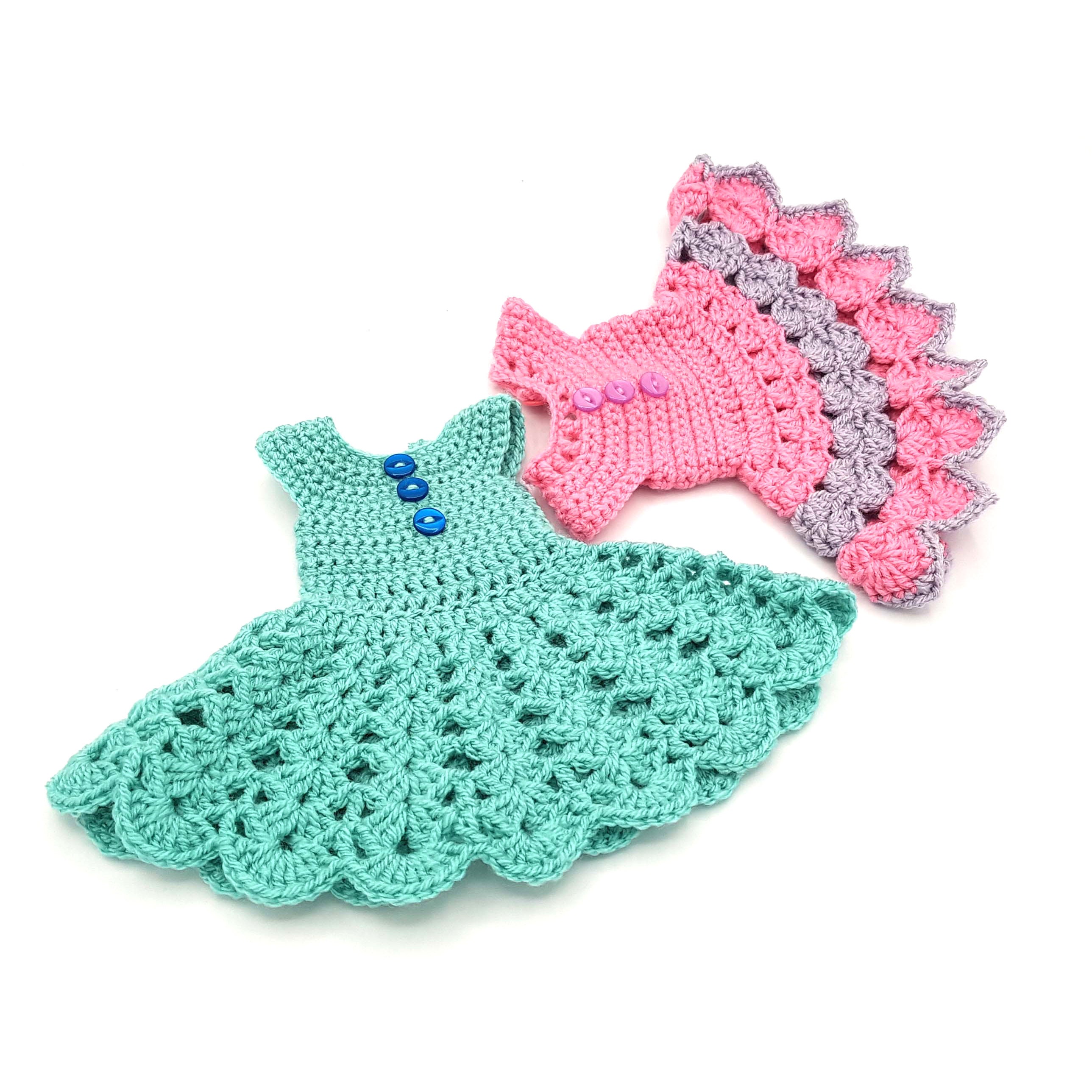 Crochet Pattern for Two Dresses for Wellie Wishers 14,5, Hearts for ...