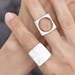 68 / Silver Square Geometric Ring, Abstract Minimalist Ring - Etsy