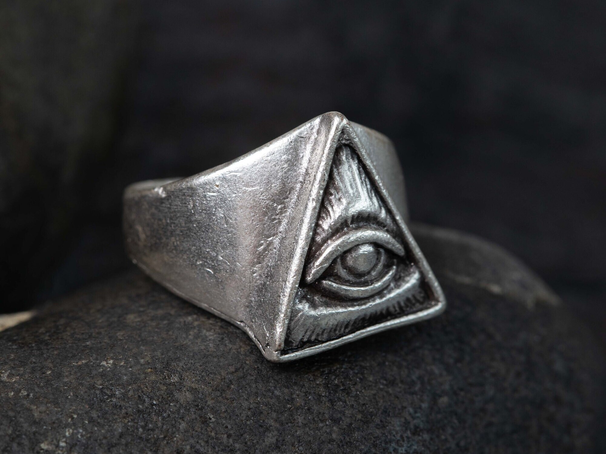 R3- Illuminati, Secret Society Silver Signet Ring, Eye in R3- Illuminati, Secret Society Silver Signet Ring, Eye in