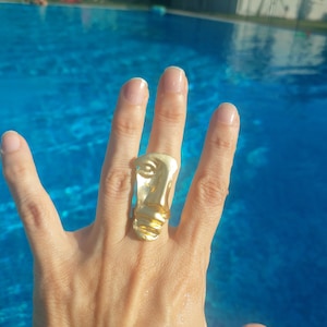 43 / Antique Greek FACE Silver / Gold Plated Mask Ring - Etsy