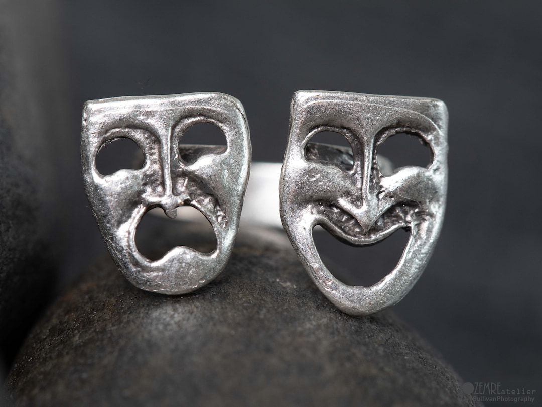 R10- Modern Abstract Face Ring - Silver Theatrical Drama Jewelry ...