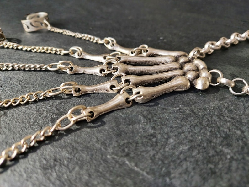 31 Gothic Skeleton Hand Ring Chain Bracelet - Etsy