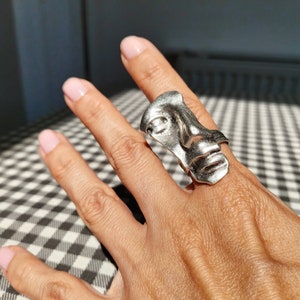 43 / Antique Greek FACE Silver / Gold Plated Mask Ring - Etsy