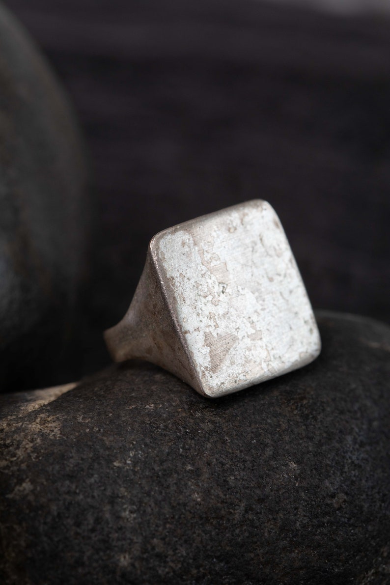 68 / Silver Square Geometric Ring, Abstract Minimalist Ring - Etsy