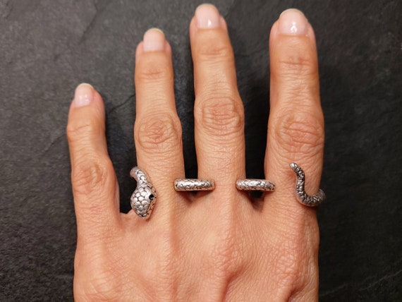 33-multi Finger Silver Snake Ring Animal Ring Long Snake | Etsy