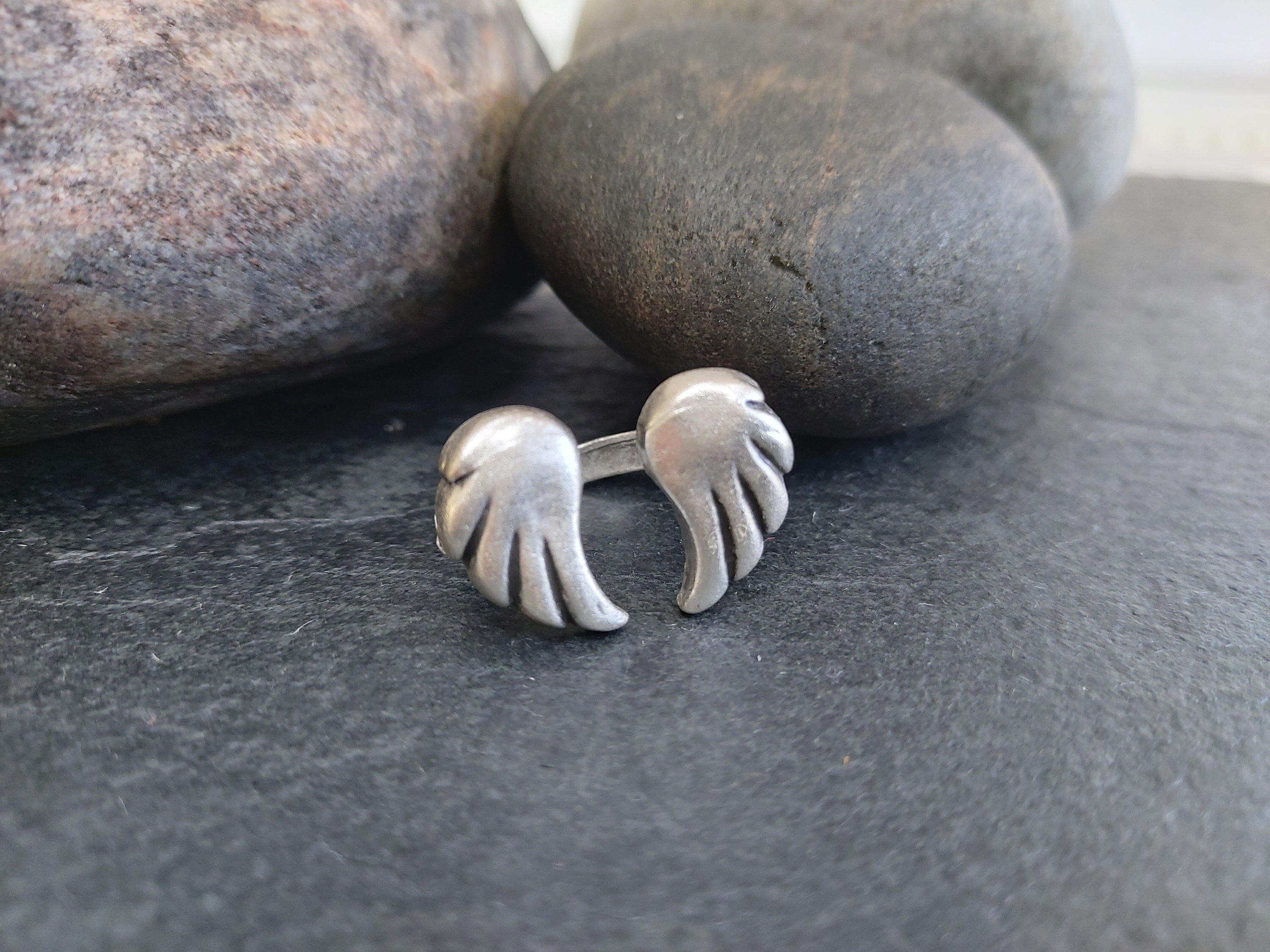 60 / Silver Baby Angel Wings Ring Festival Ring - Etsy