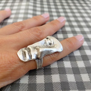 43 / Antique Greek FACE Silver / Gold Plated Mask Ring - Etsy