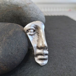 43 / Antique Greek FACE Silver / Gold Plated Mask Ring - Etsy