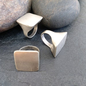 Silver Square Geometric Ring, Abstract Minimalist Ring R68 - Etsy
