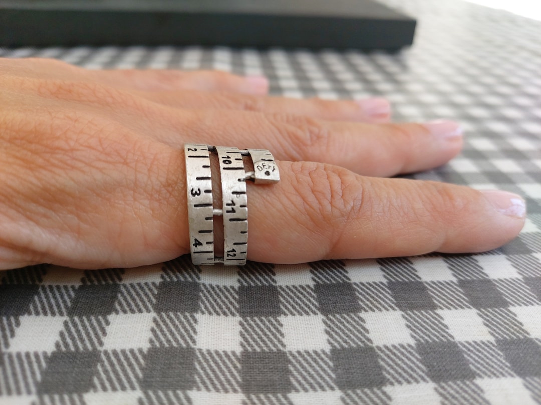 36-silver Tape Measure Ring, Modernist Abstract Meter Ring for Engineer ...