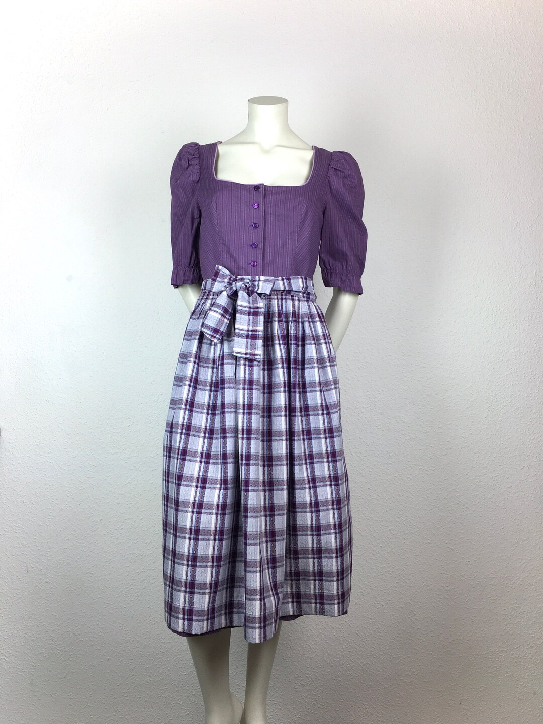 Dirndl Vintage S/M Midi Purple Striped With Purple Apron - Etsy