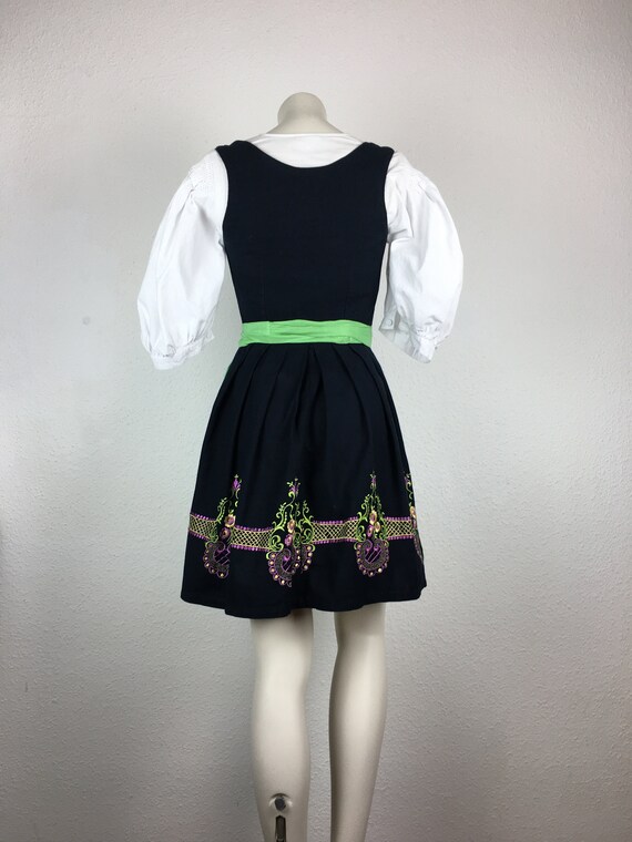 Dirndl vintage (XS) mini black yellow purple green wi… - Gem
