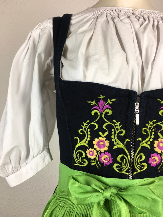 Dirndl vintage (XS) mini black yellow purple green wi… - Gem