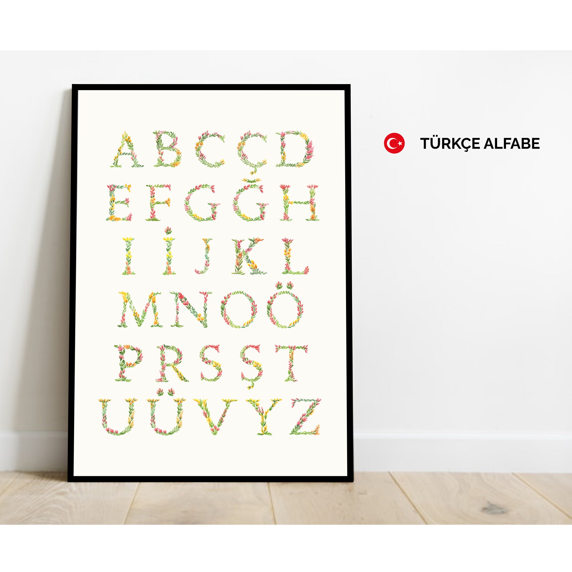 Floral Alphabet Poster in Several Languages ABC Poster for Kids Room - Etsy