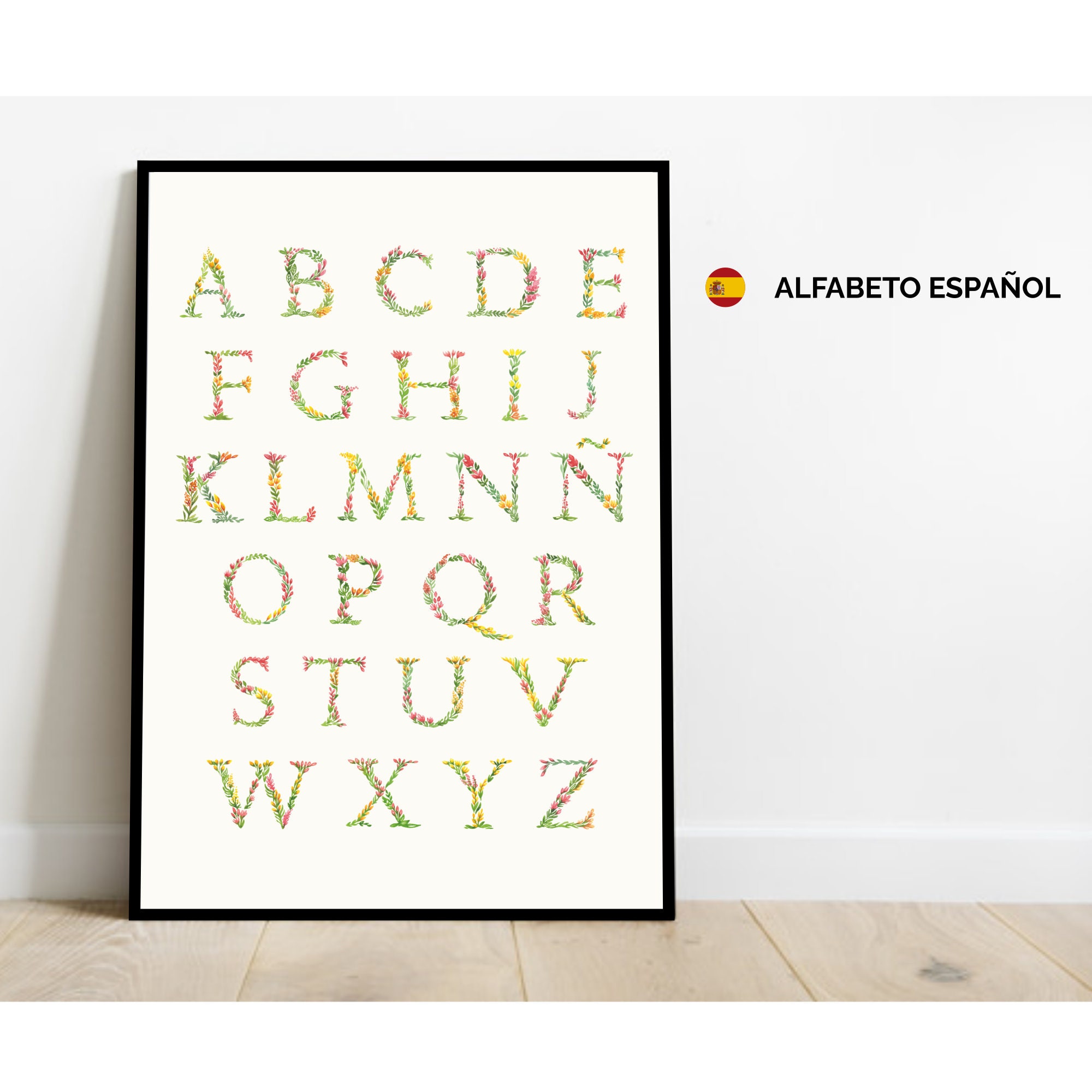 Floral Alphabet Poster in Several Languages ABC Poster for Kids Room - Etsy