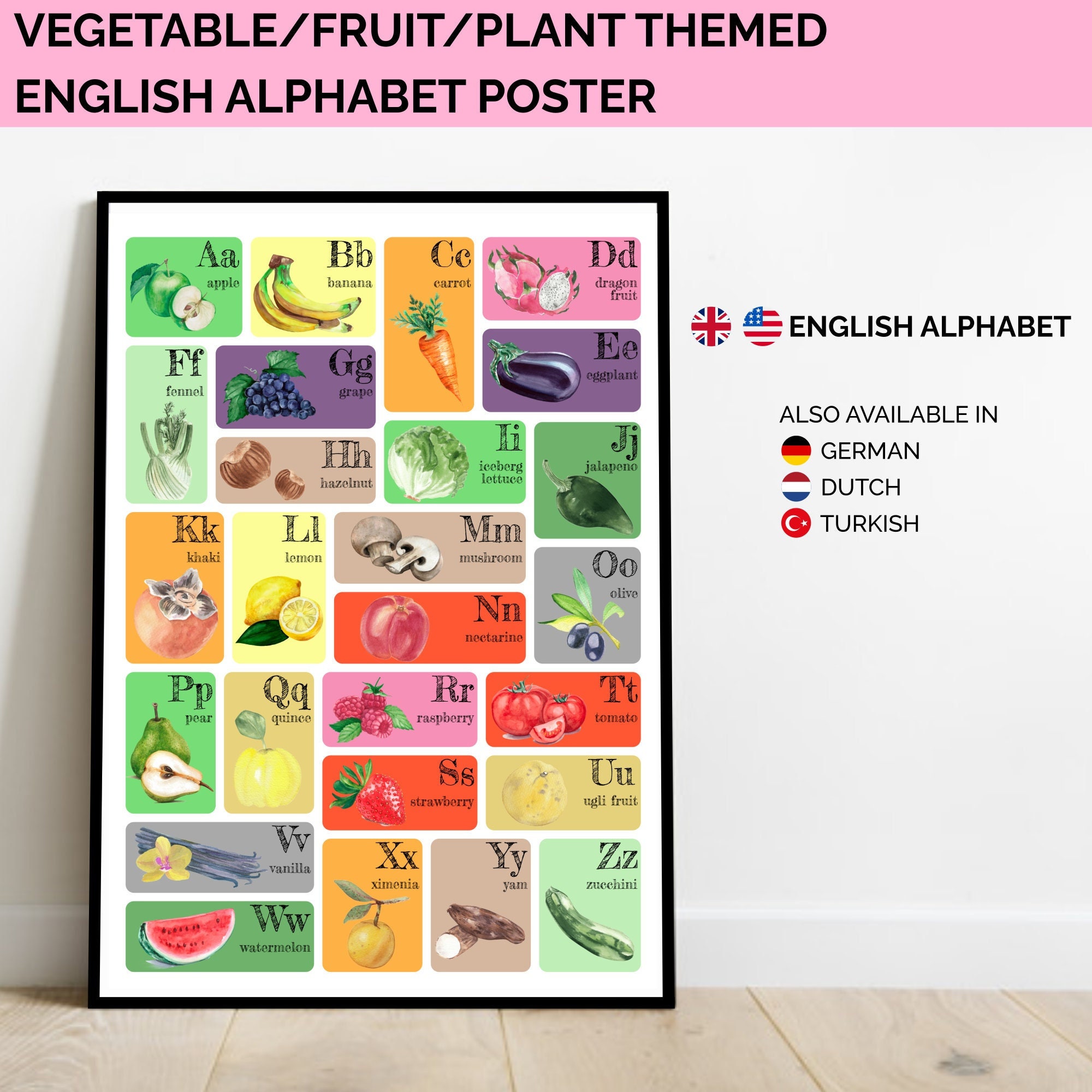 Toys Toys & Games Learning & School Vegetable/Fruit/Plant Themed Poster ...