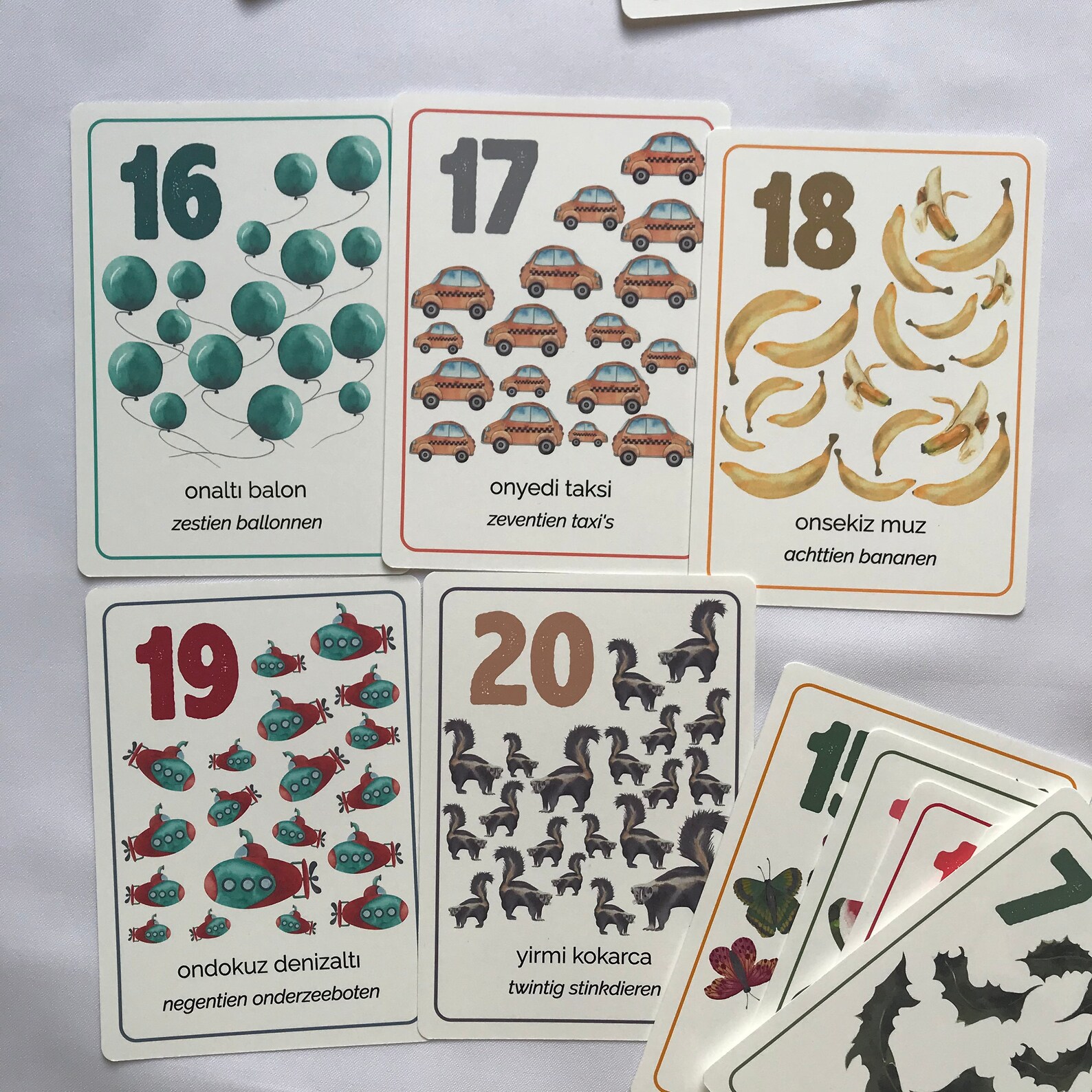 Counting Flashcards With Objects 1 to 20 Printed on Eco-friendly Paper ...