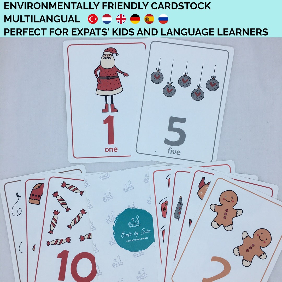 Counting Flashcards With Christmas Objects 1 to 10 Printed on Eco ...