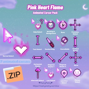 Pink Flame Heart Cursor Pack | 17 Animated Cursors for Windows 10 / 11 | .ANI .CUR - Etsy