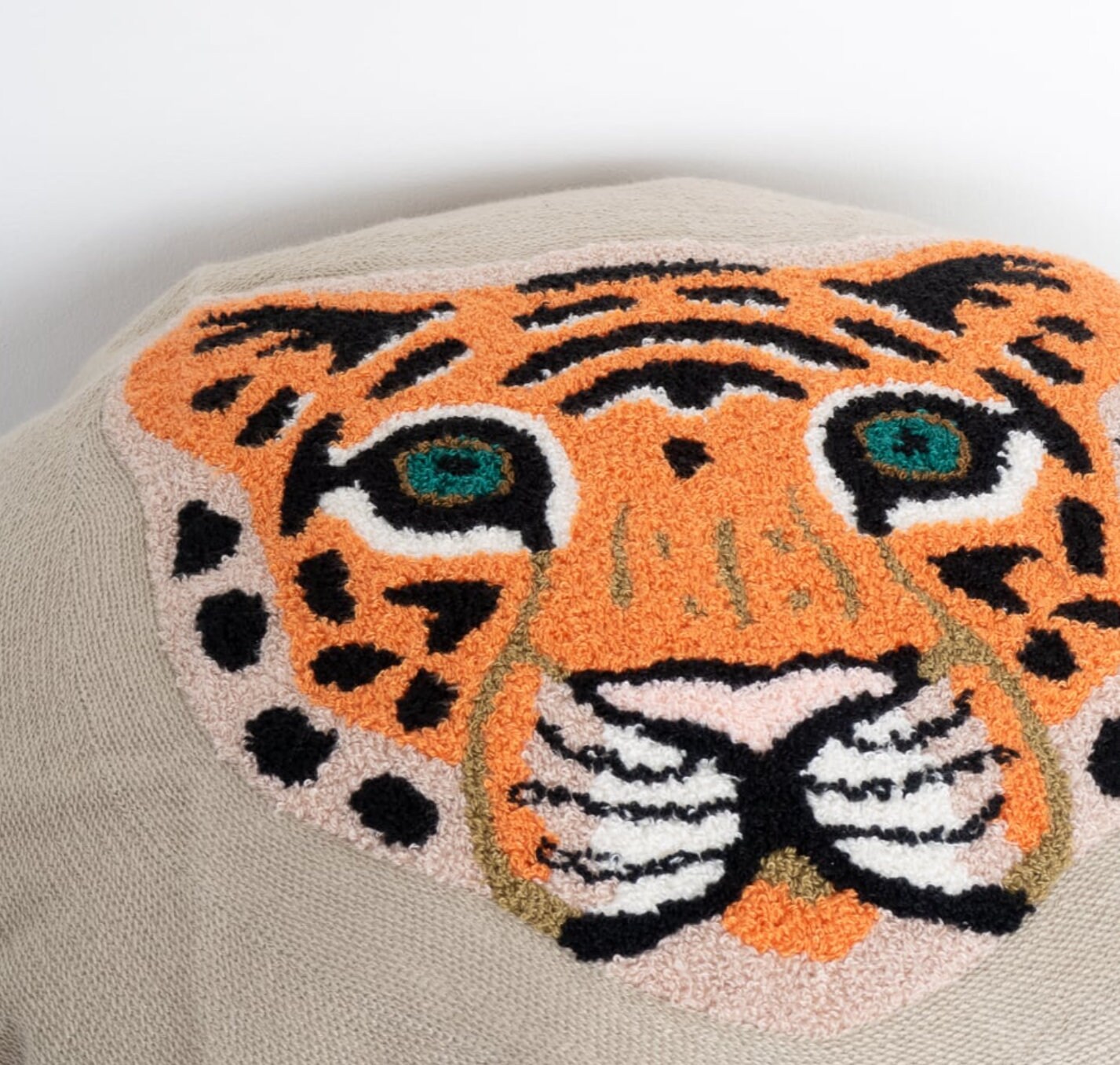 XL Tiger Embroidered Round Throw Pillow Whimsical Decorative | Etsy